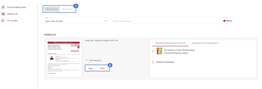 Student’s Guide – Course Outline Help