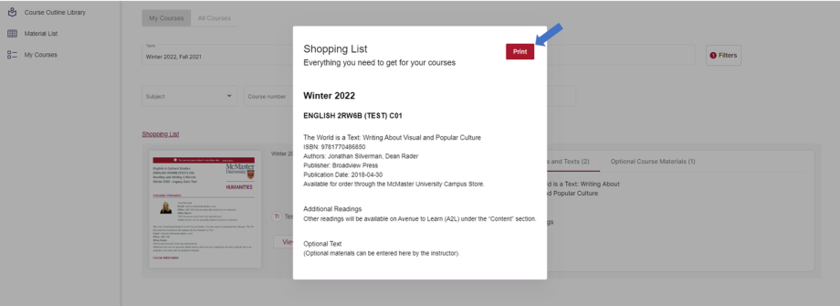 Student’s Guide – Course Outline Help